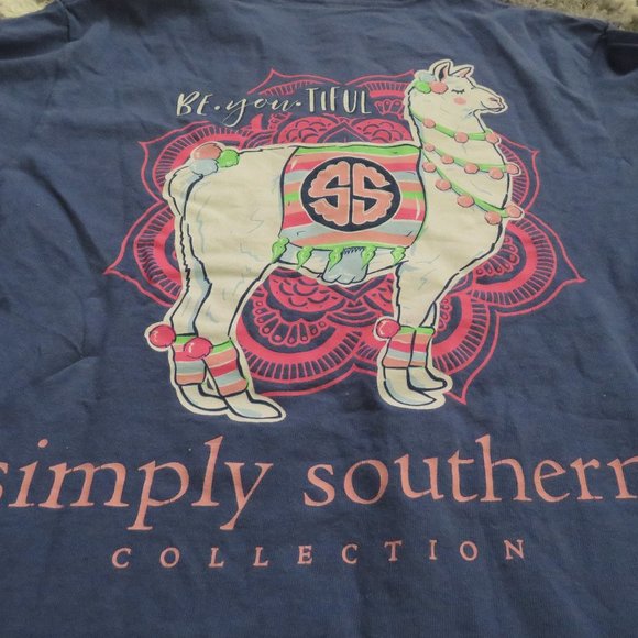 Simply Southern | Tops | Simply Southern Blue Llama Shirt | Poshmark
